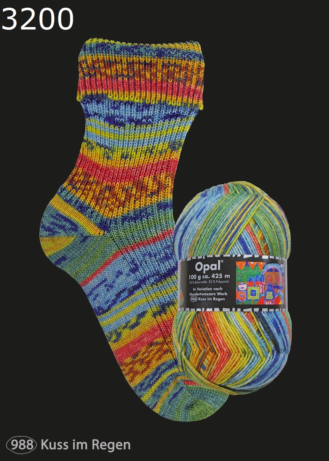 Opal Hundertwasser 3 Sockenwolle 4-fach